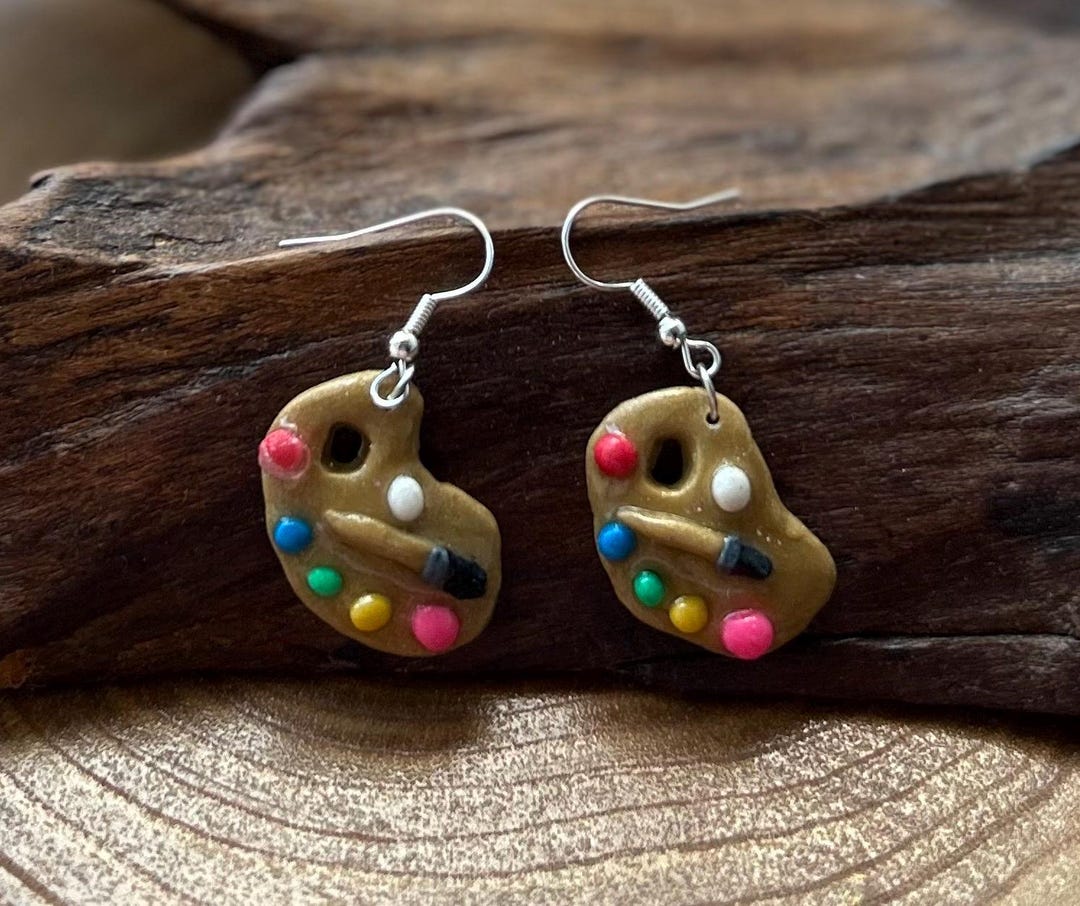 Paint Pallets Art Palette,polymer Clay Dangle Earrings Handmade Boho ...