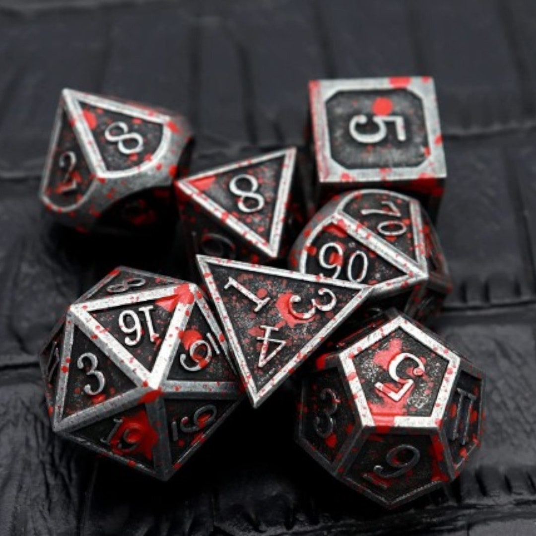 Blood Dice Set Hollow Metal Dice for DND & MTG Tabletop Gaming, Perfect ...