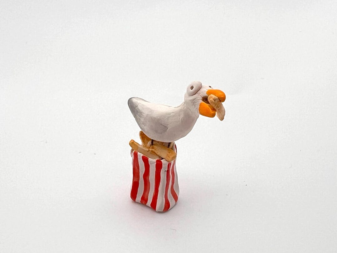 Miniature Handmade Clay Seagull Stealing Fries Sculpture - Etsy