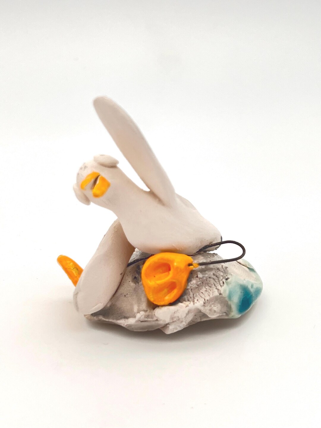Miniature Handmade Seagull Doing Beach Yoga in a Revolved Head to Knee ...