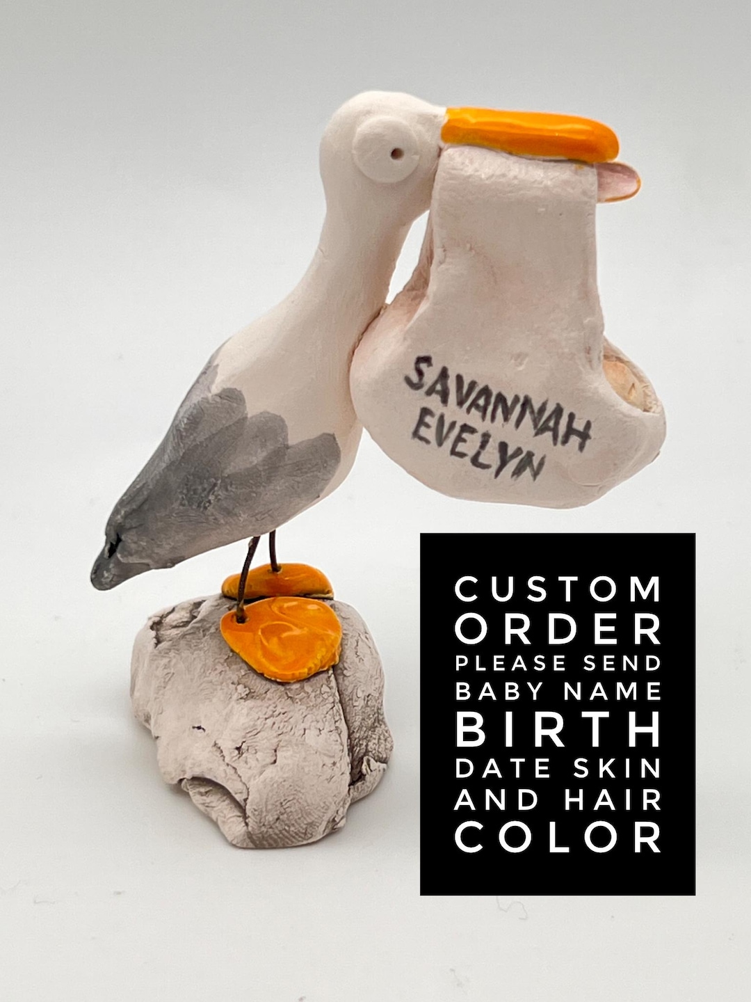 Customize Your Own Handmade Ooak Miniature Stork Sculpture With Baby’s ...