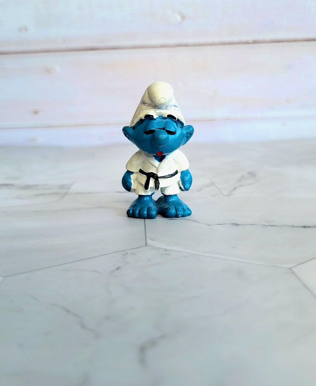 Smurfs Figurine/ Peyo 1981 / Judo Blackbelt Karate Smurf / PVC Toy - Etsy