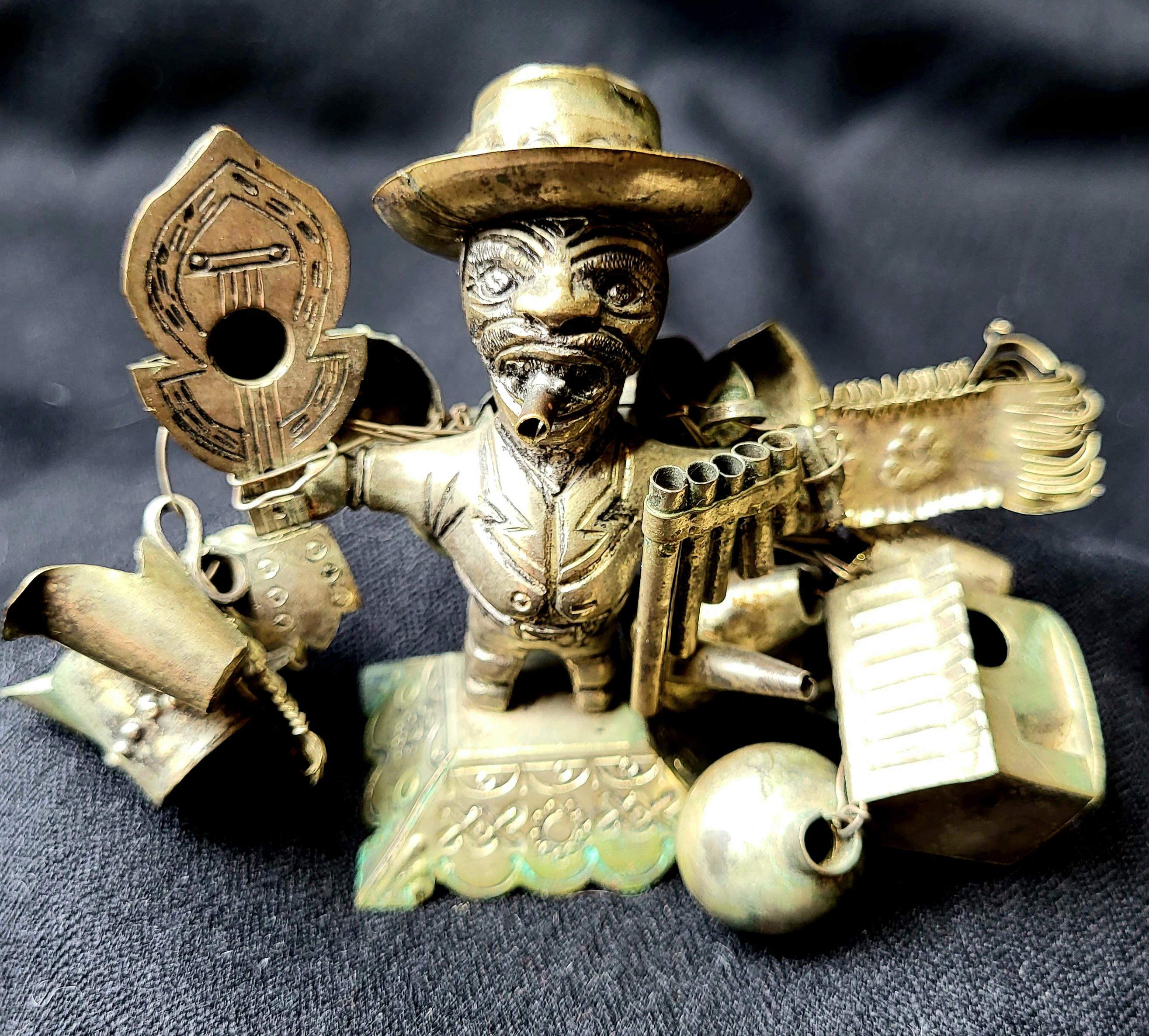 1940s Small Metal Tramp Art Sculpture - Traveling Merchant Man, Likely ...