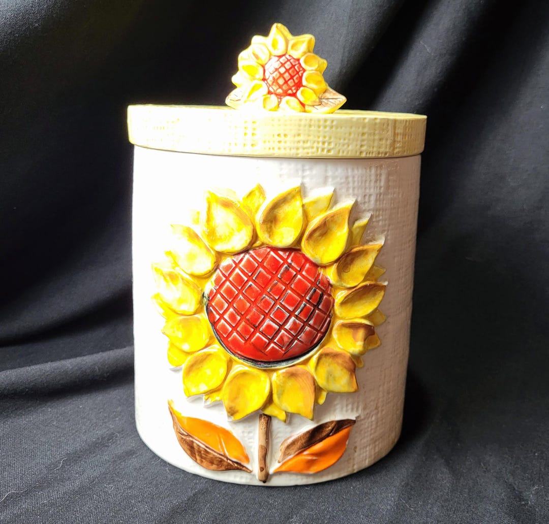 Vintage 70s Sunflower Cookie Lidded Jar by Napcoware Japan - Porcelain ...