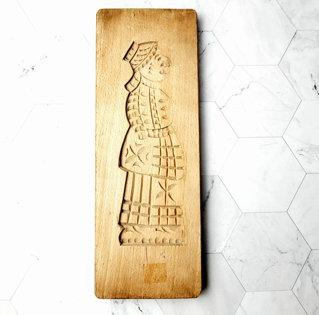 Vintage Carved Wood Springerle Cookie Mold, Folk Woman Motif - Etsy