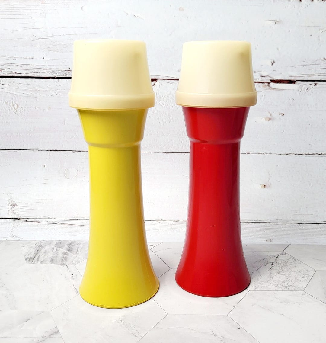 Vintage Tupperware Ketchup and Mustard Dispenser - Tall Yellow and Red ...