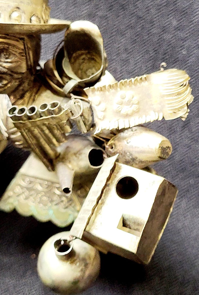 1940s Small Metal Tramp Art Sculpture - Traveling Merchant Man, Likely ...