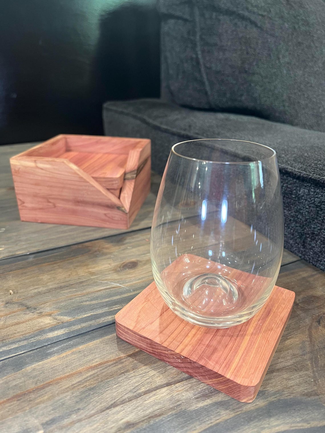 Eastern Red Cedar Drink/wine Coasters and Holder - Etsy