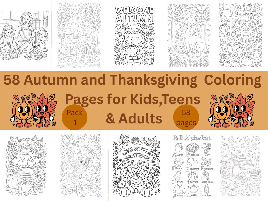 58 Thanksgiving and Fall Coloring Pages | Printable Coloring Book for ...