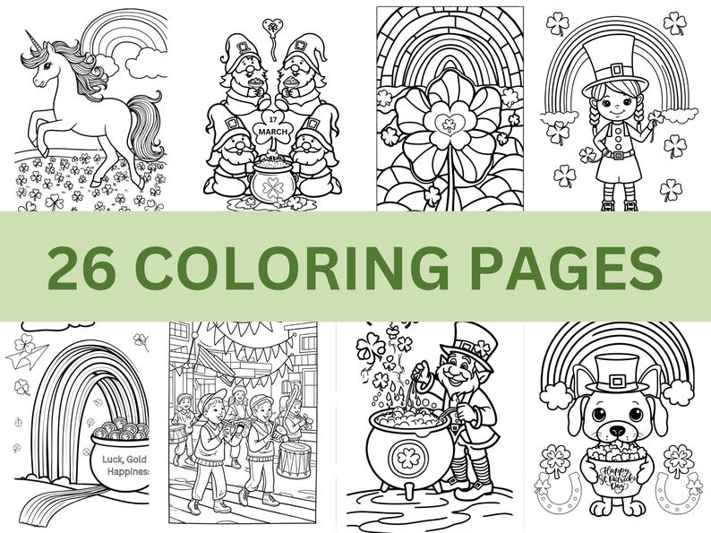 St. Patrick’s Day Coloring Pages | 26 Printable Sheets | Digital ...