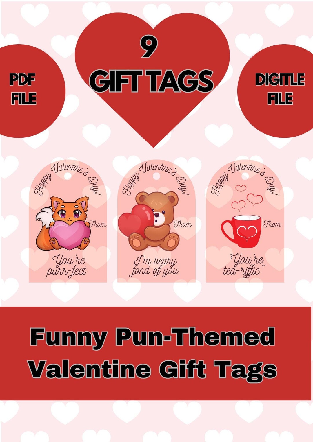 Printable Valentine's Day Gift Tag/ Pun-themed Valentine Gift Tags ...