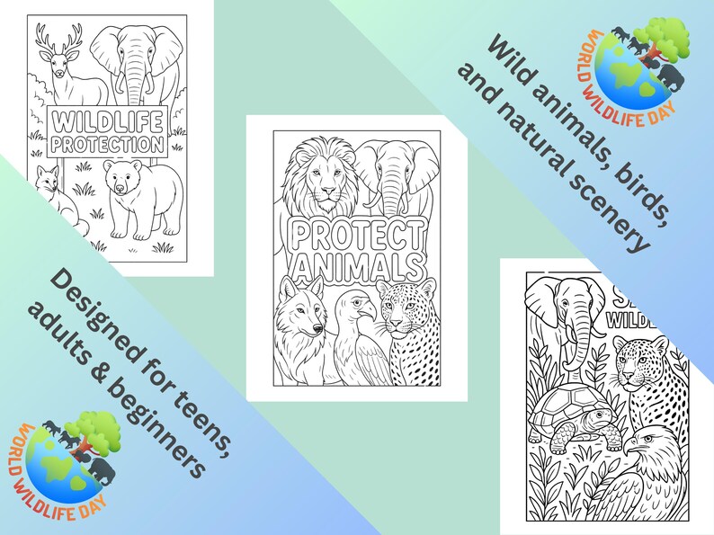 Wildlife Coloring Book, 50 Wild Animal Designs, Relaxing Nature Art ...