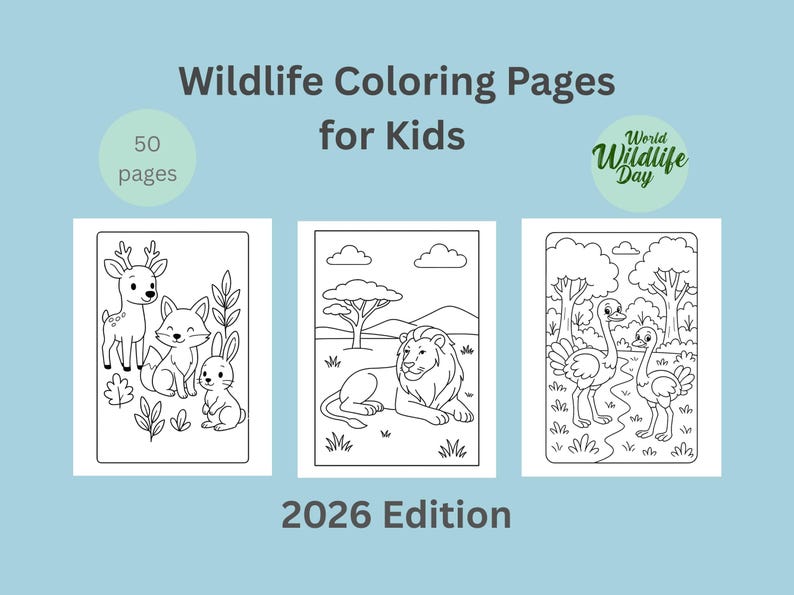 50 Wildlife Coloring Pages for Kids | Montessori Nature Worksheets (PDF ...