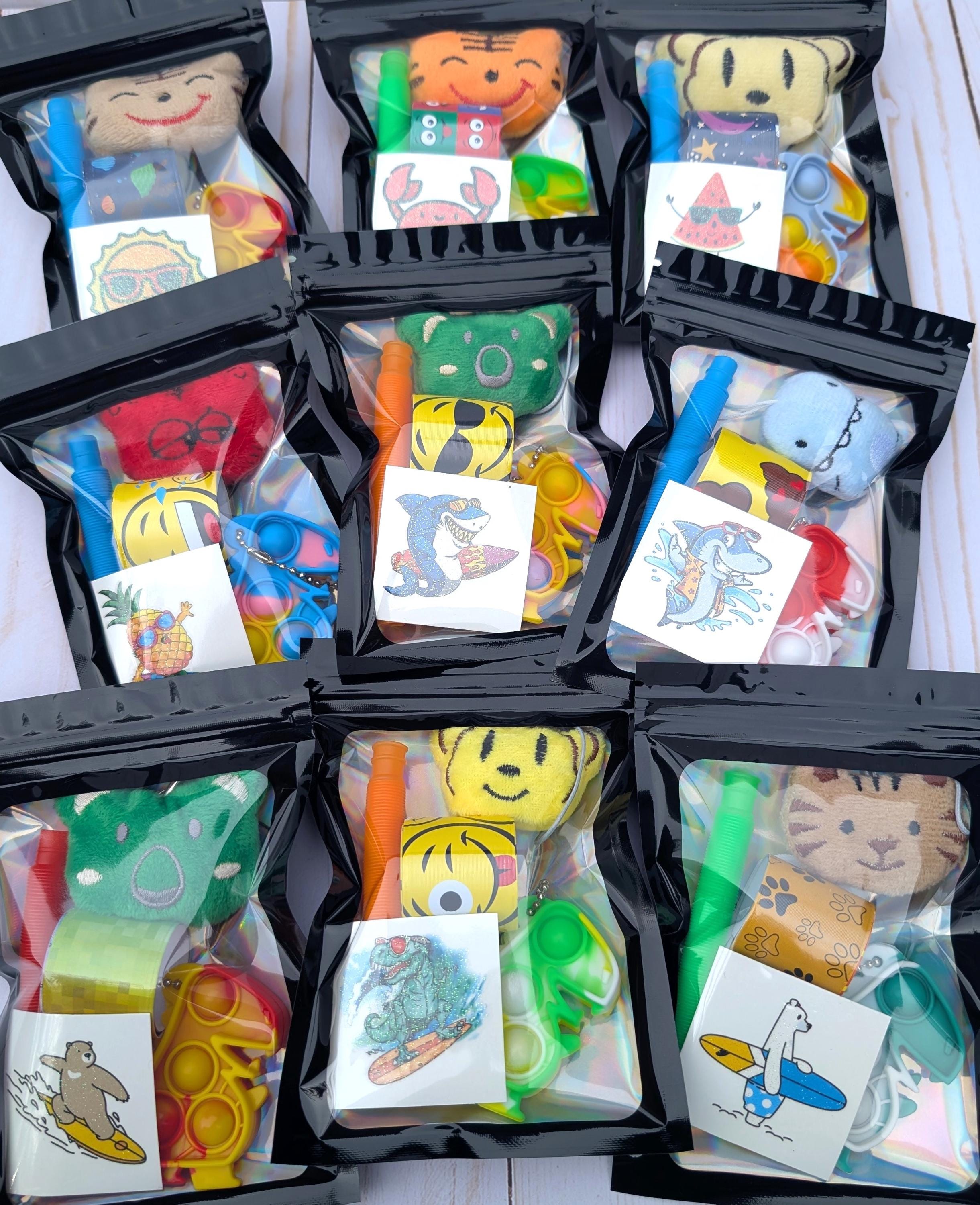 Pre-filled Kids Party Gift Bag: Animal Plush, Slap Bracelet, Pop Fidget ...