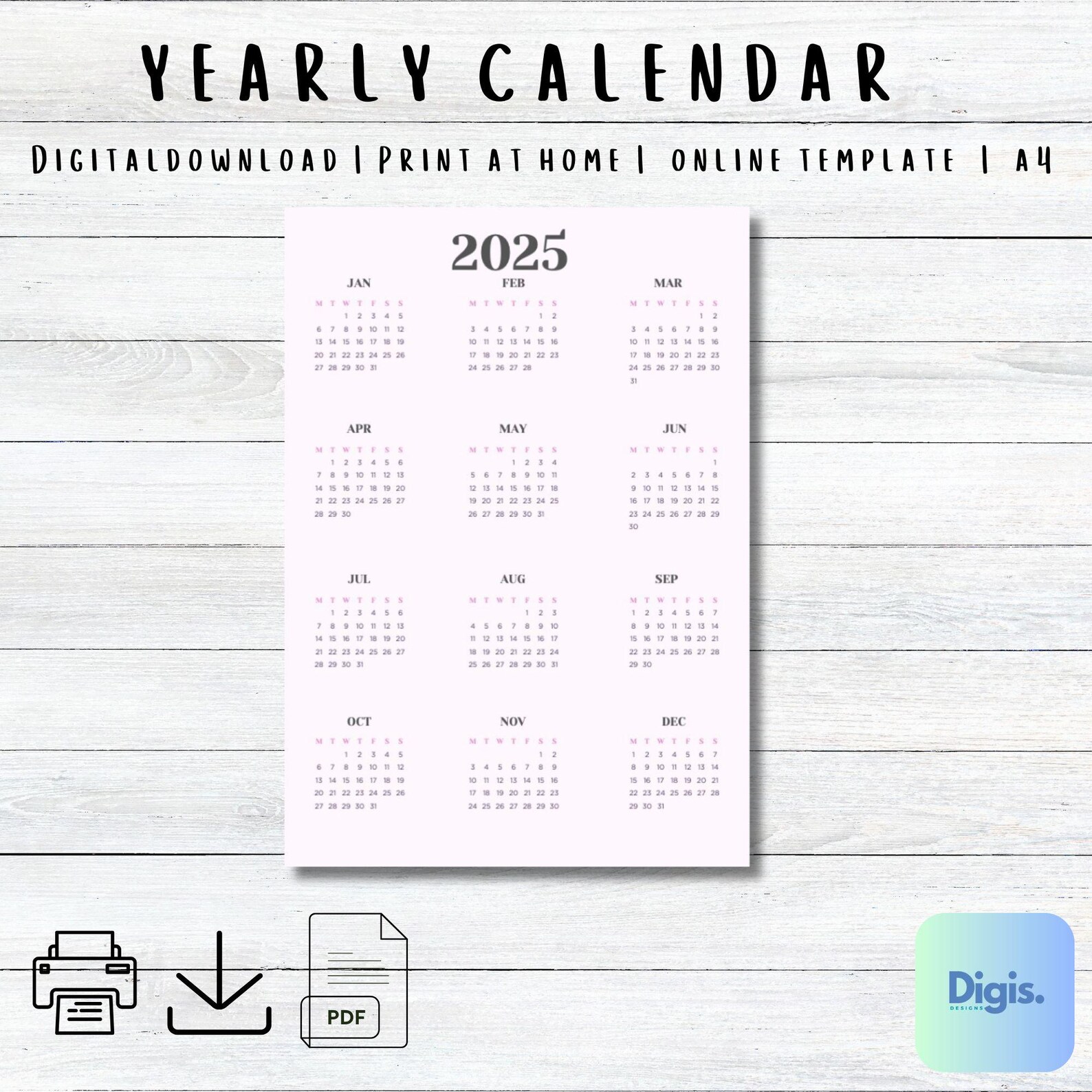 Editable Monthly Calendar Template - Digital Planner PDF & Canva Link ...