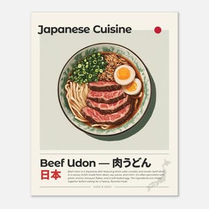 Stylized Beef Udon Japanese Print, Food Art Print, Kitchen Decor - Etsy