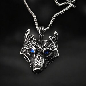 Viking Wolf Head Pendant, Norse Mythology Amulet, Stainless Steel Wolf ...