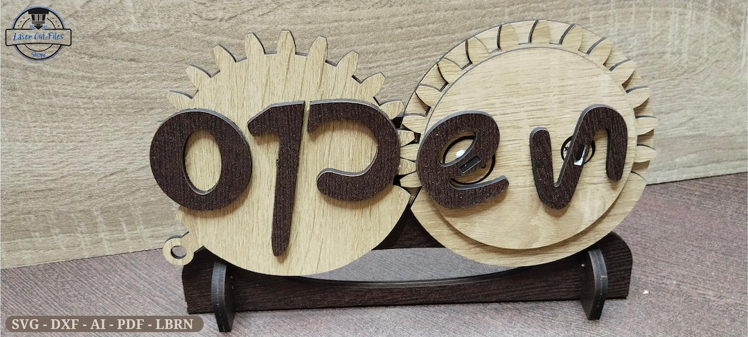 Open Closed Sign Laser Cut Files, Laser File, Open Sign for Business ...