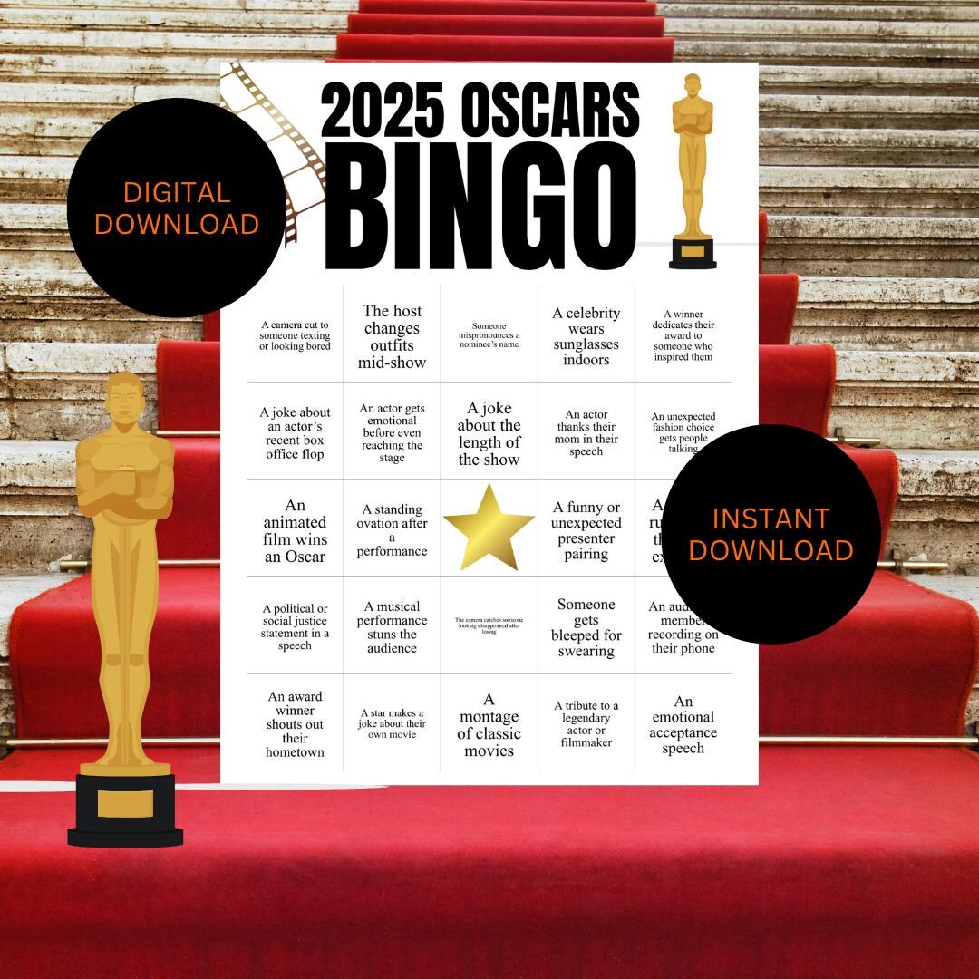 2025 Oscar Bingo Printable Game, Printable Oscars Bingo Game, 97th ...