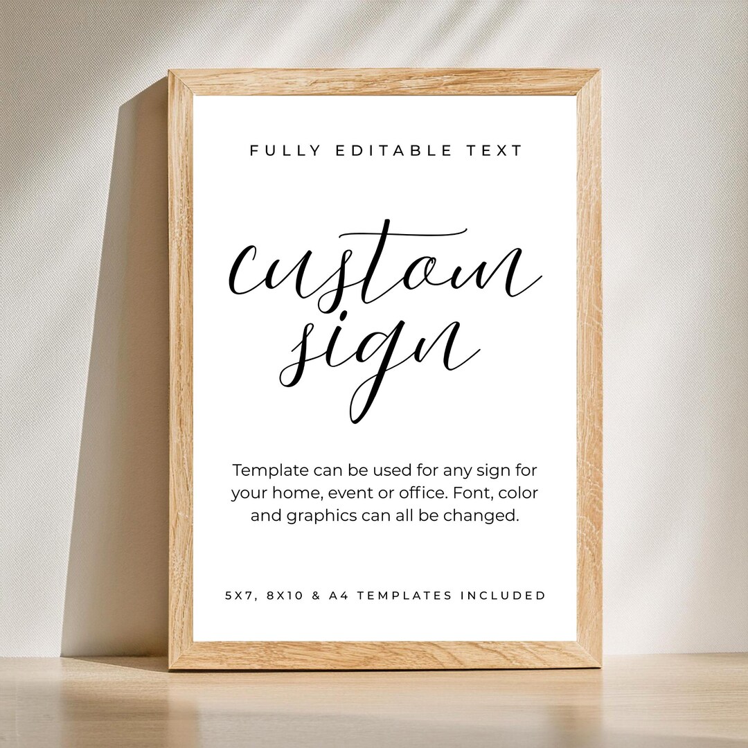 Simple Customizable Sign, Editable Canva Template DIY Printable Sign ...