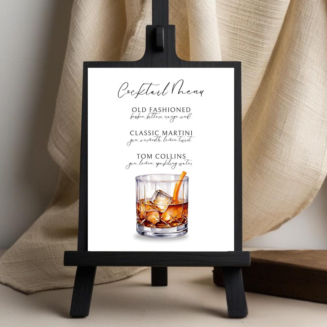 50th Birthday Party Bar Sign, Aged to Perfection Cocktail Menu, Whisky ...