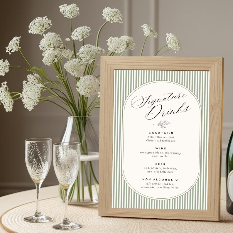 Wedding Bar Sign, Signature Drinks, Cocktail Bar Menu, His and Hers ...