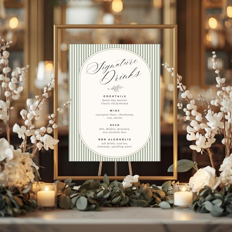 Wedding Bar Sign, Signature Drinks, Cocktail Bar Menu, His and Hers ...