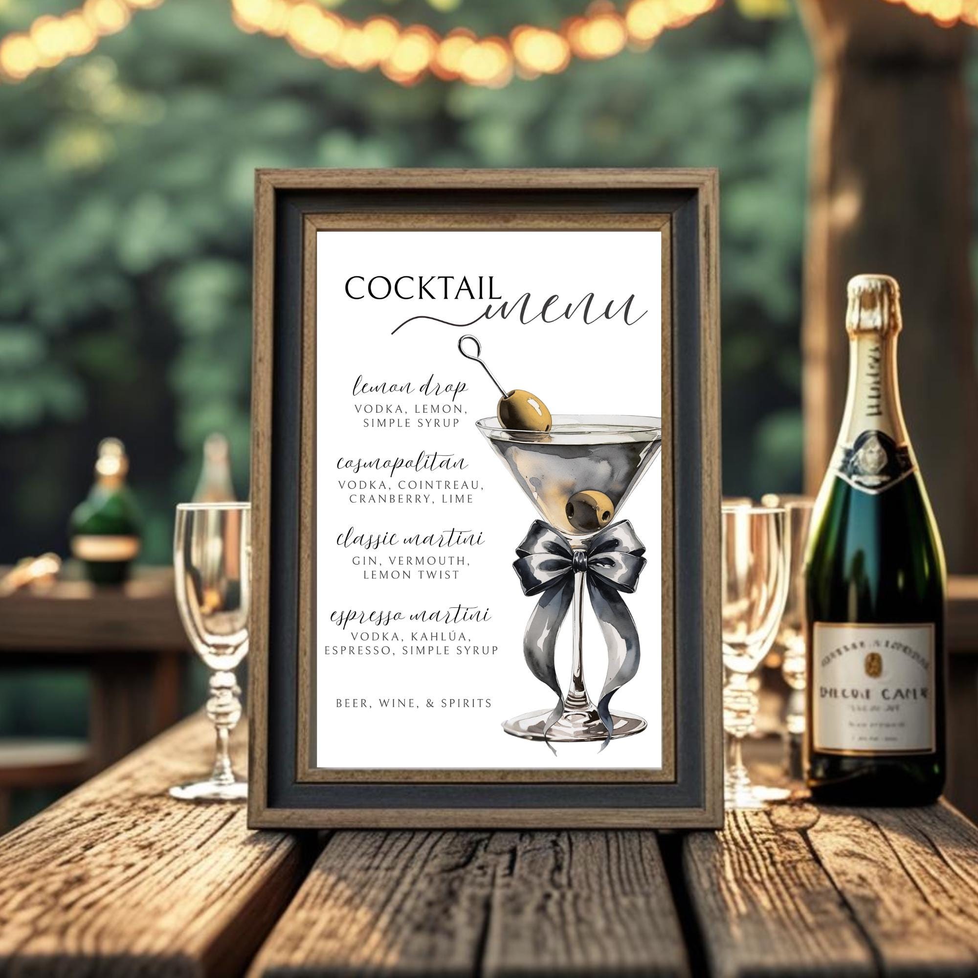 Martini Party Bar Sign Canva Template, 