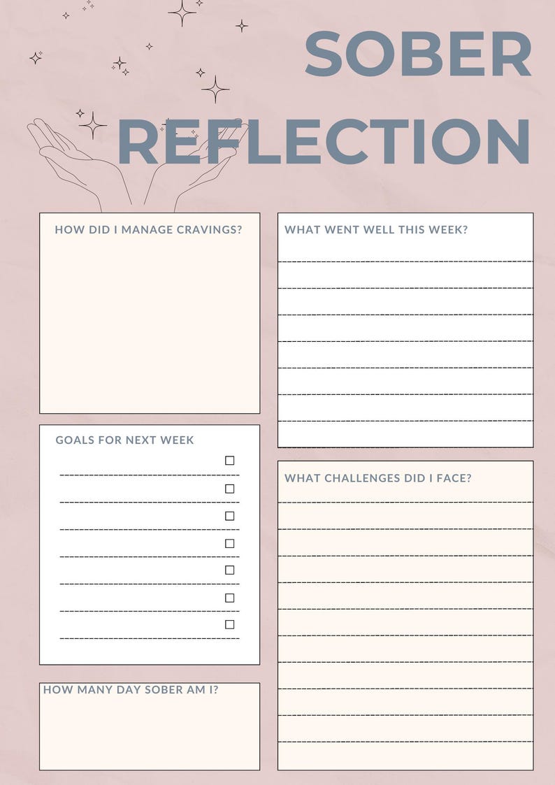 Sober Planner Printable Sobriety Journal Recovery Tracker Daily Sober ...
