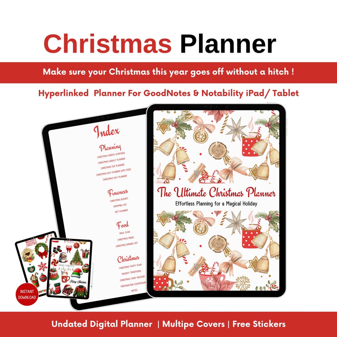 The Ultimate Undated Christmas Planner Hyperlinked Goodnotes, Noteshelf ...