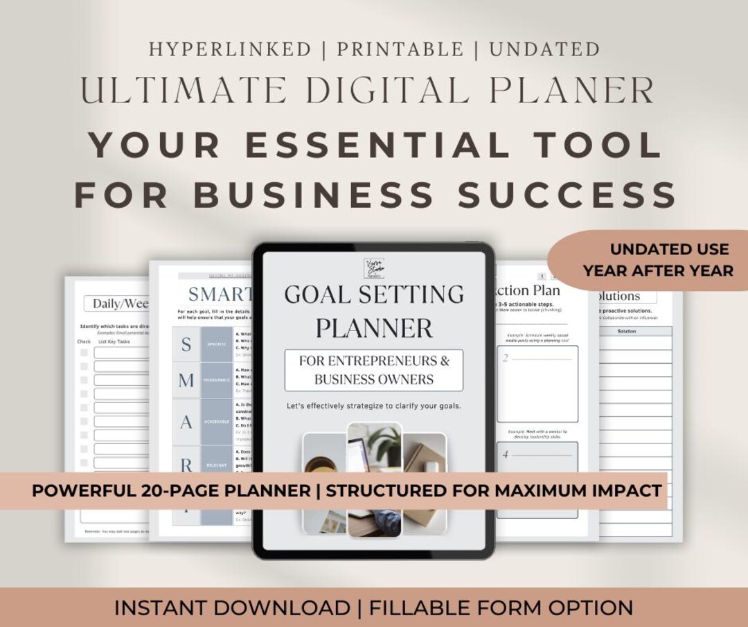 Goal Setting Planner Entrepreneur Goal Setting Planner Business Owner ...