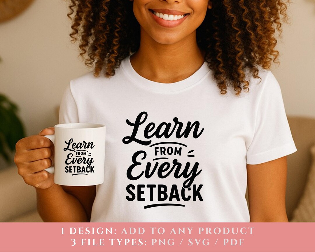 Motivational Quote Art: Learn From Setbacks - Positive Message (PNG ...
