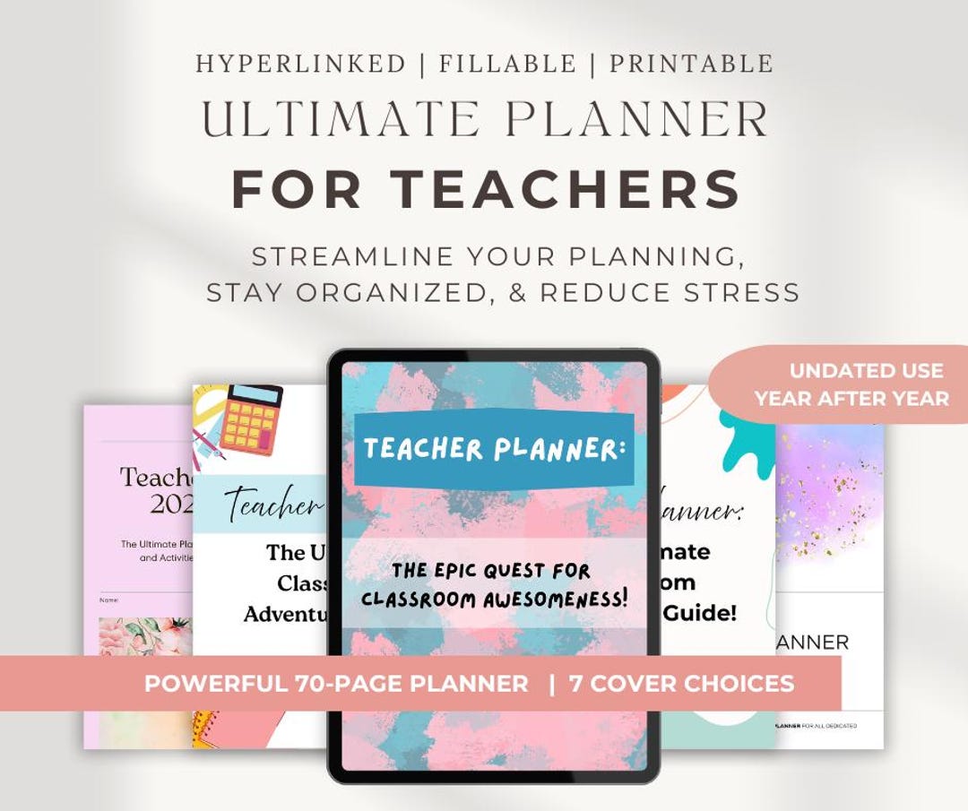 Teacher Planner Printable Digital Teacher Planner Weekly Planner ...