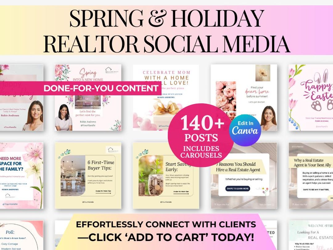 Spring Real Estate Template Spring Social Media Post Holiday Design ...