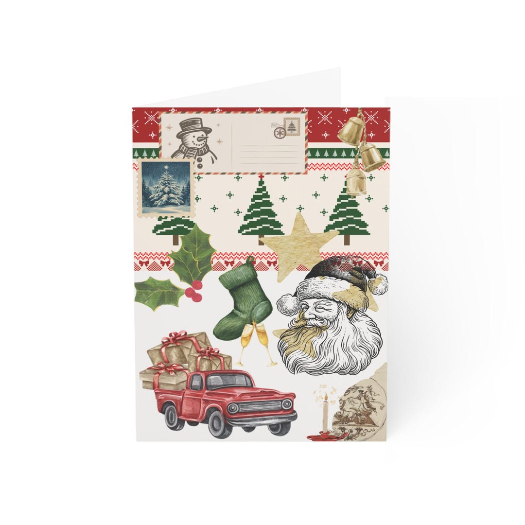 Vintage Santa Collage Greeting Card | Christmas Holiday Cards - Etsy