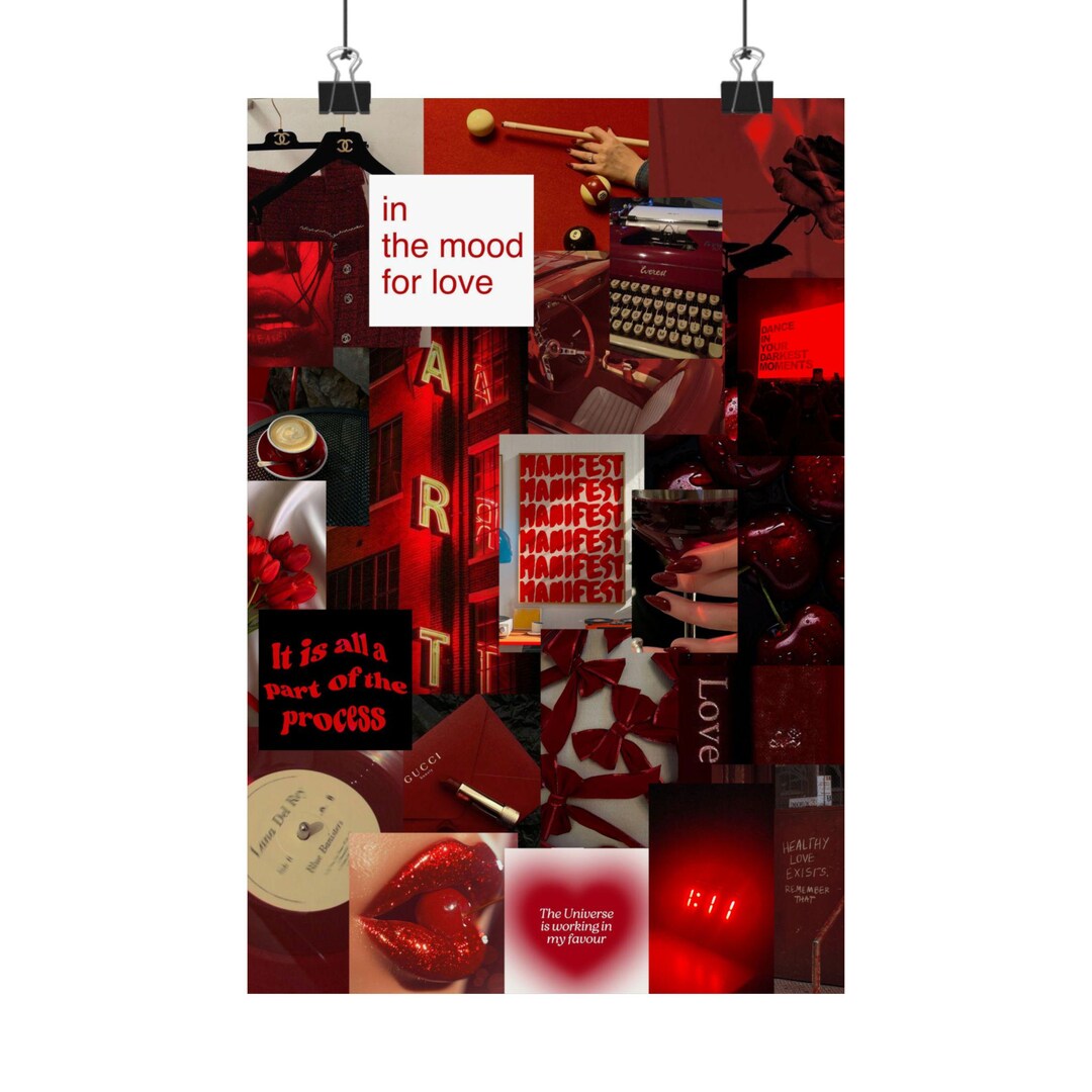 Red Vision Board Poster | Manifestation Print for Bedroom, Office ...