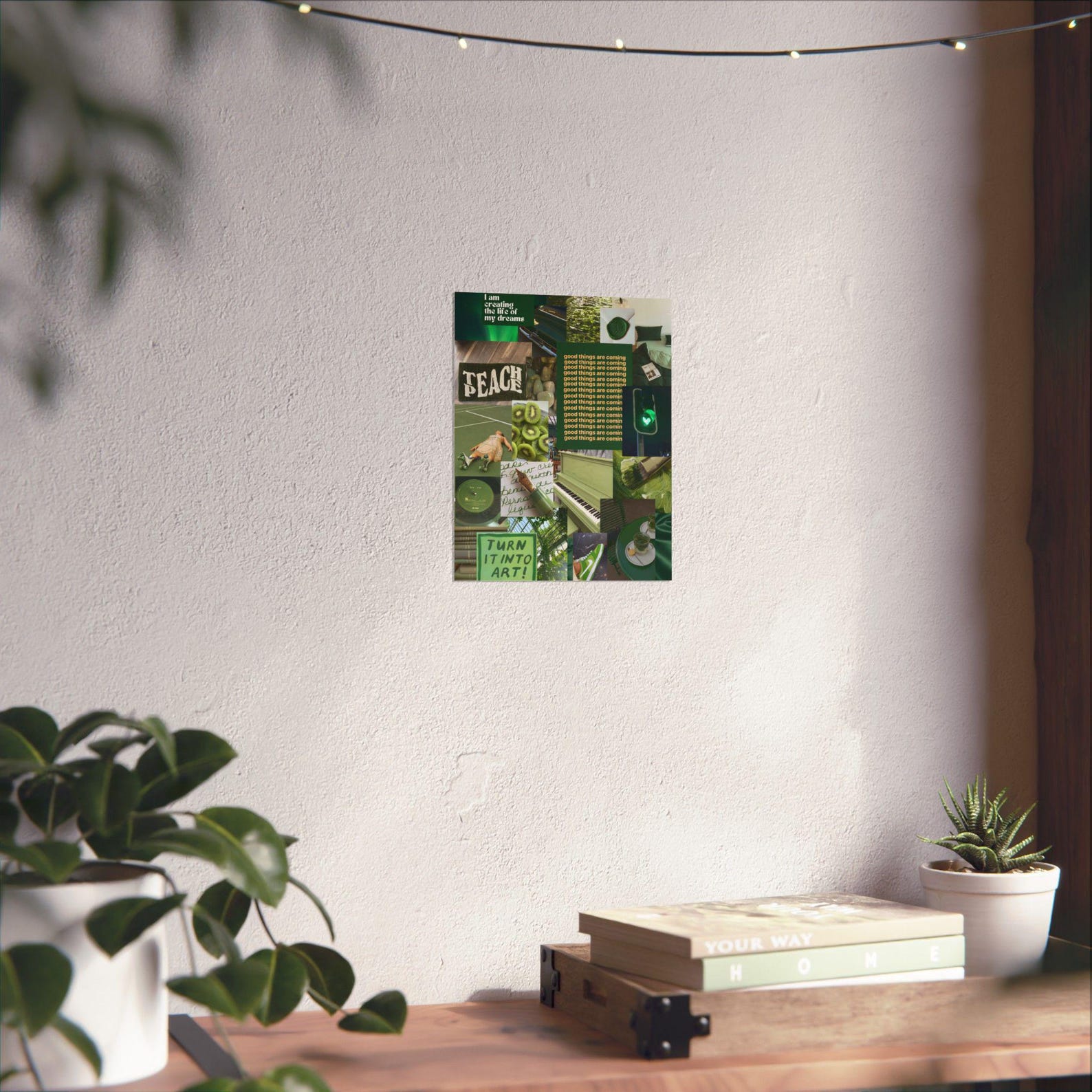 Green Aesthetic Vision Board Poster | Matte Vertical Mood Board | Goal ...