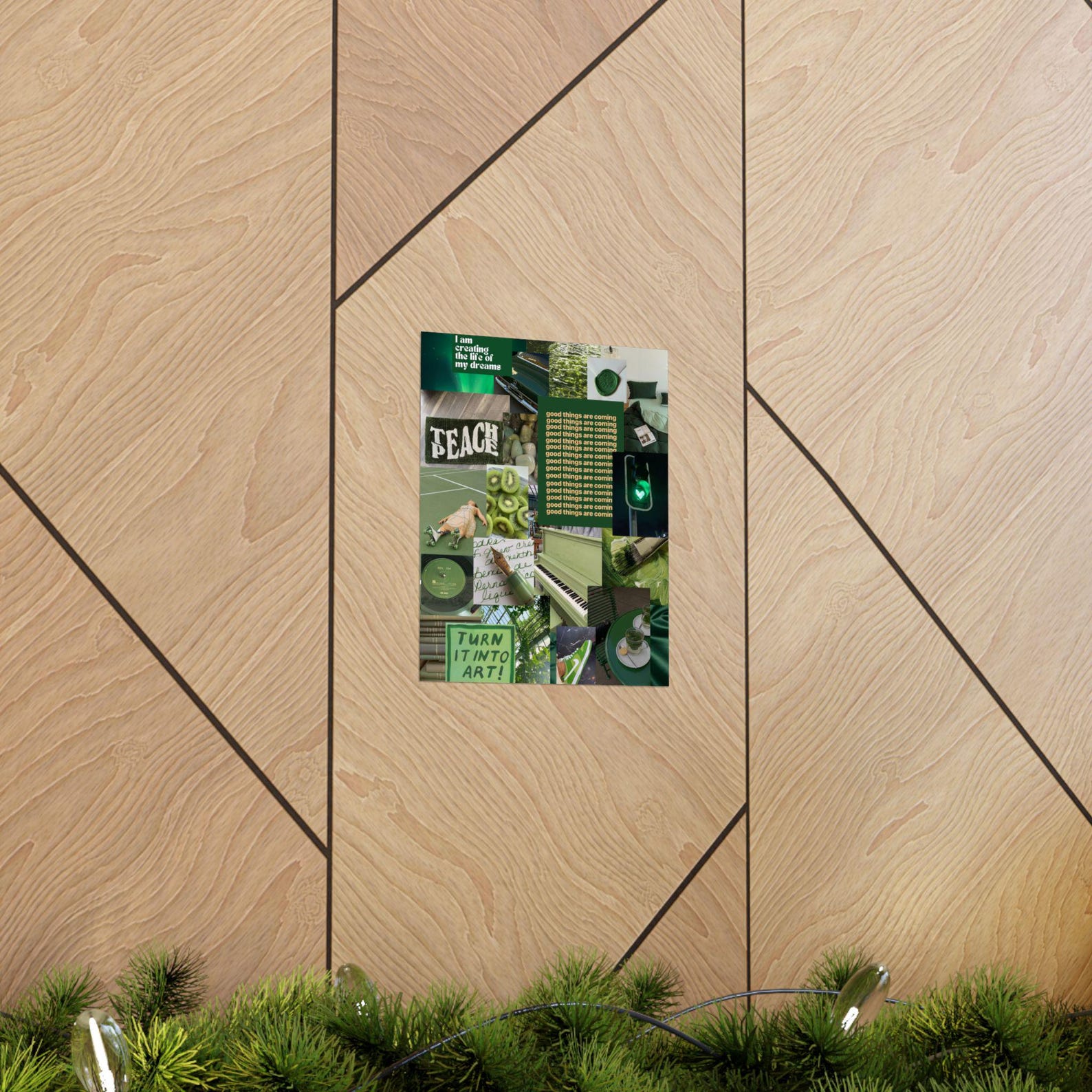 Green Aesthetic Vision Board Poster | Matte Vertical Mood Board | Goal ...