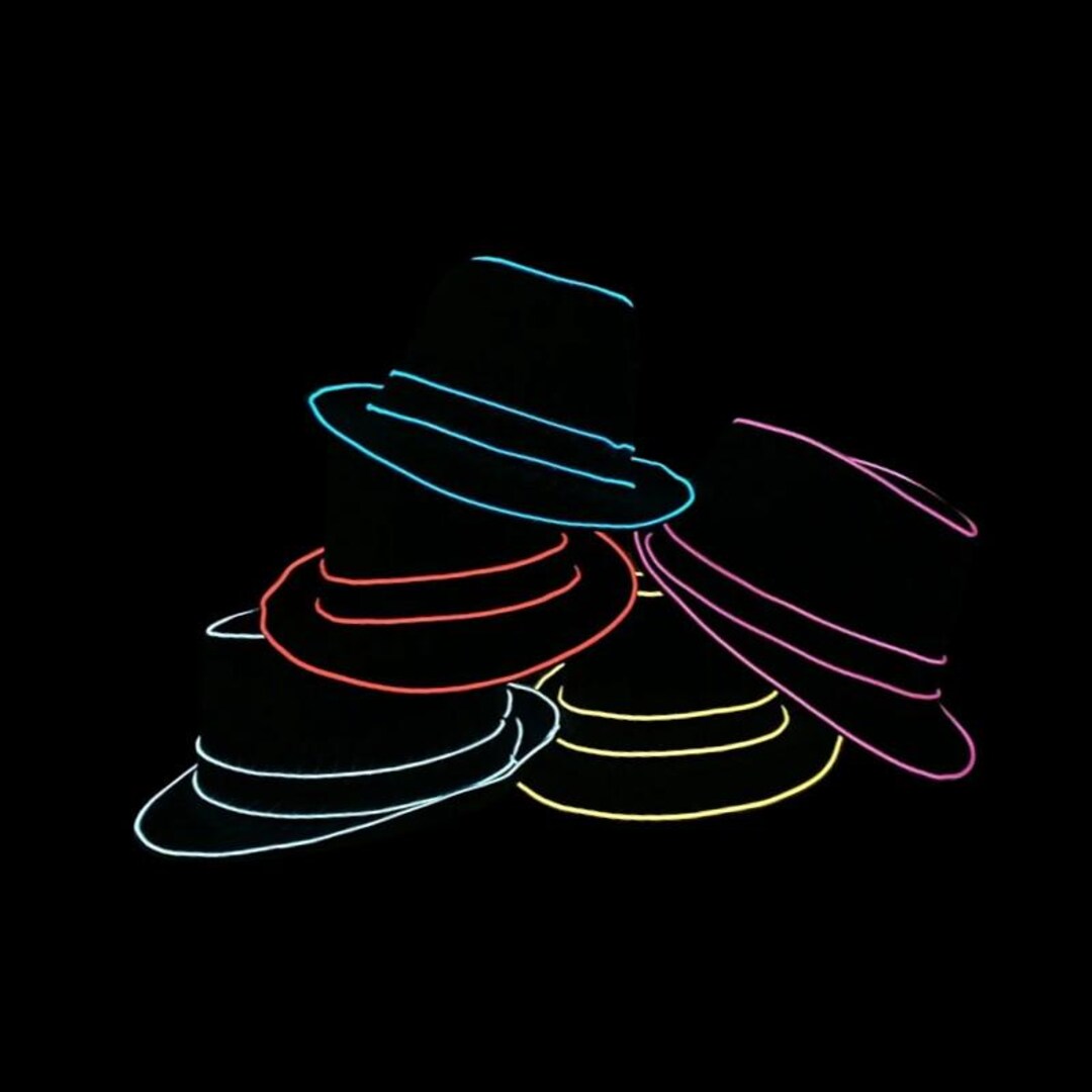 LED Light up Fedora Hat, Glow in the Dark Hat, Rave Festival Costume ...