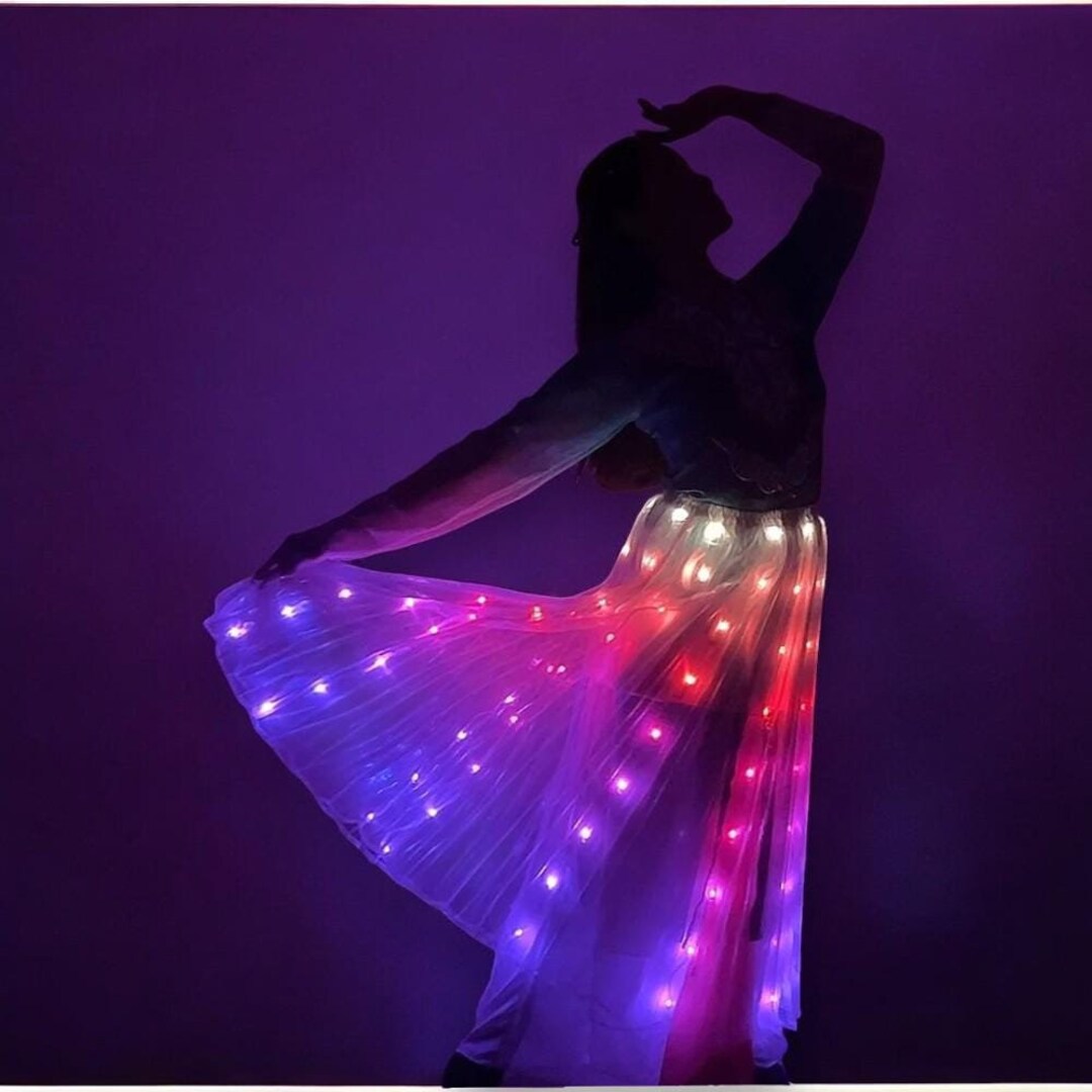 Rainbow LED Light up Belly Dance Skirt | Illuminated Dance Skirt | Rave ...