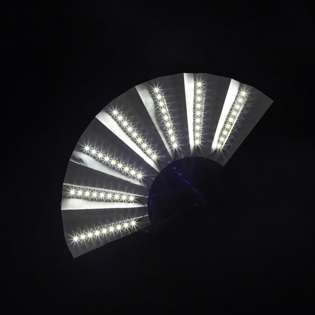 LED Folding Fan, Glow in the Dark Rave Fan, Light up Hand Fan, Festival ...