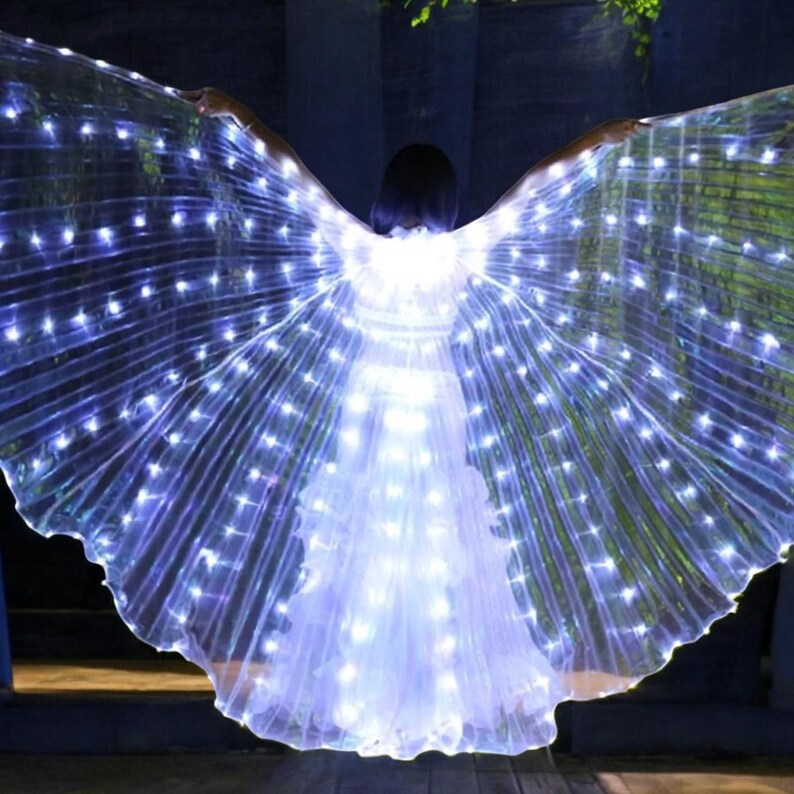 LED White Butterfly Wings, Light up Belly Dance Wings, White LED Wings ...