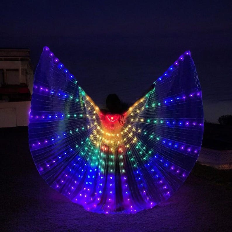 LED Butterfly Wings, Light up Belly Dance Wings, Rainbow LED Wings ...