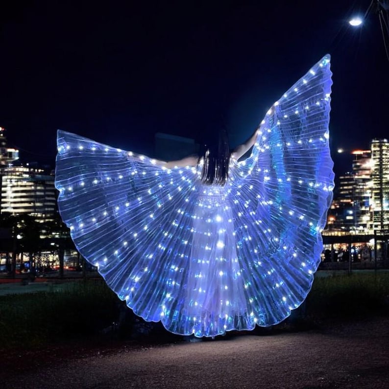 LED White Butterfly Wings, Light up Belly Dance Wings, White LED Wings ...