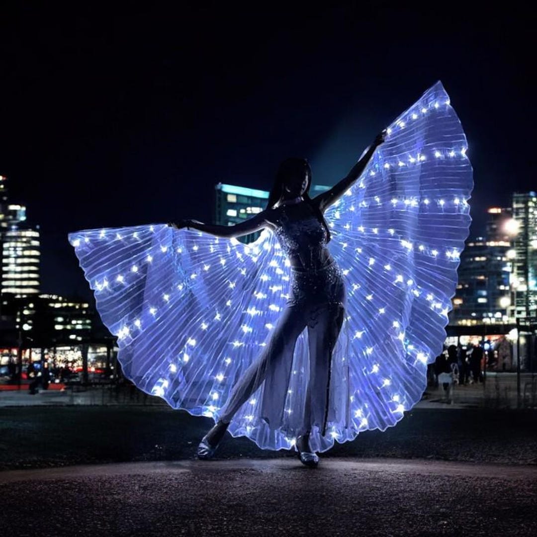 LED White Butterfly Wings, Light up Belly Dance Wings, White LED Wings ...