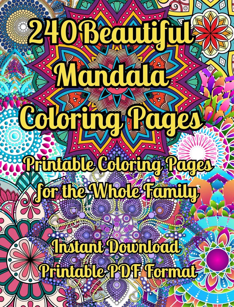 240 Mandala Coloring Pages: Printable Designs for All (PDF Format) - Etsy