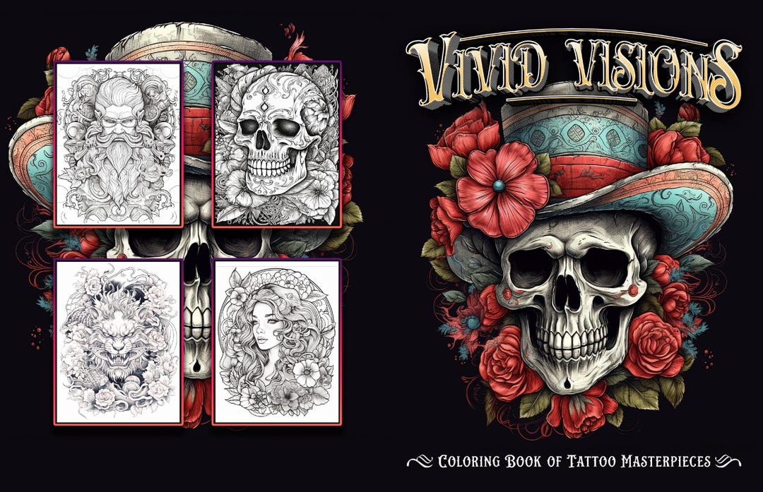 Vivid Visions Coloring Book of Tattoo Masterpieces - Etsy