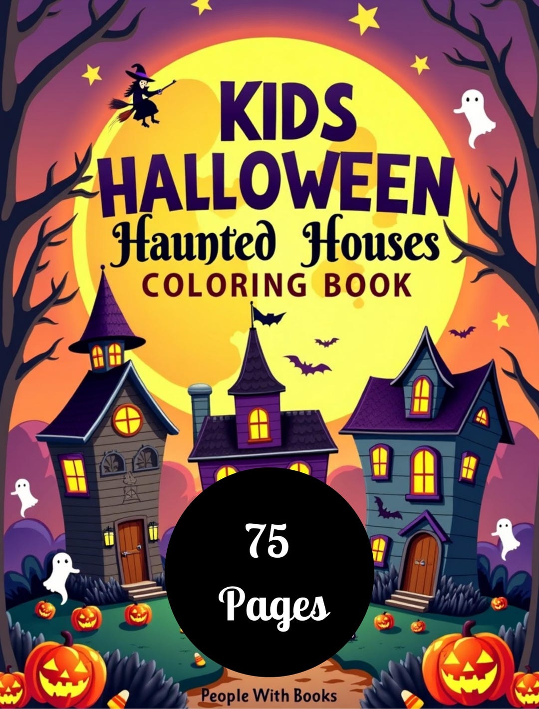 Kids Halloween Haunted Houses Coloring Book - Etsy