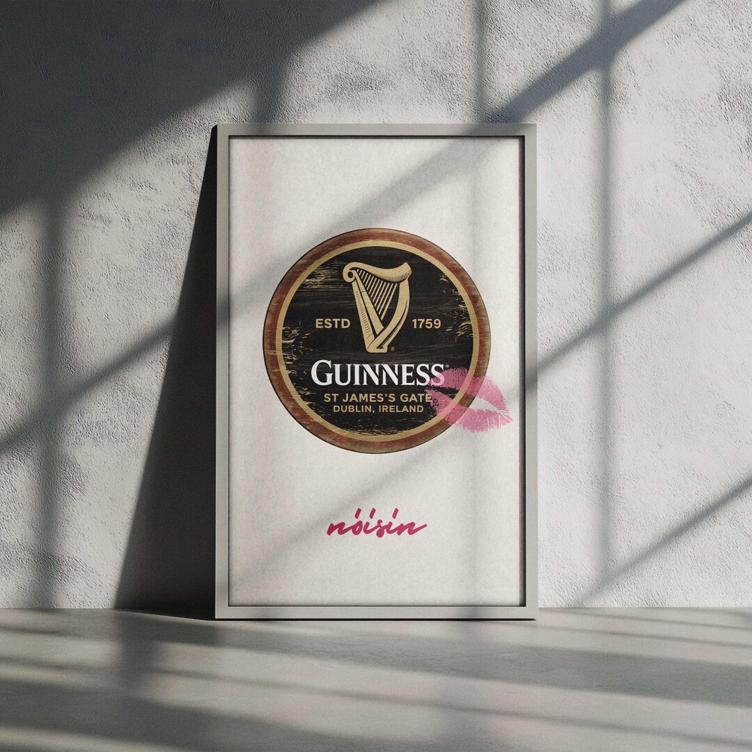 Retro Guinness Linear Art Print, Irish Pub Wall Decor (digital Download ...