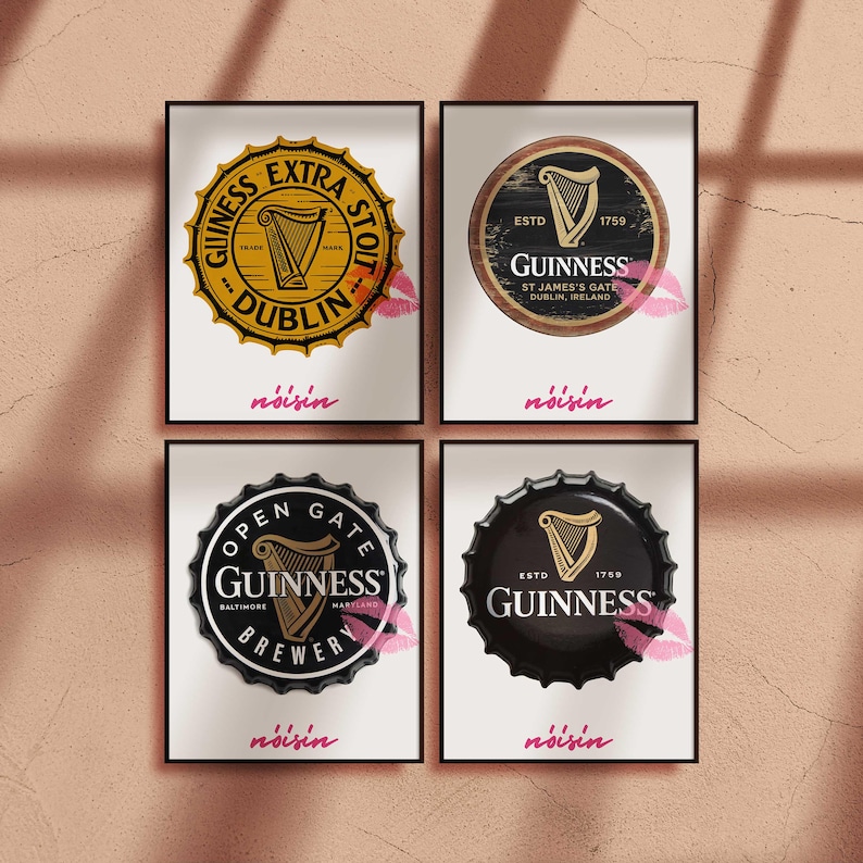 Set of 4 | Guinness Wall Art | Print of Guinness | Throwback Home Decor ...